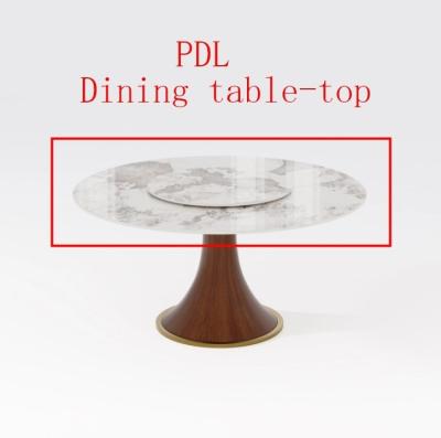 China Modern Solid Wood Base Dining Table Set Ø1350/1500xH750cm with Marble or Glass Top - Stainless Steel Frame for sale