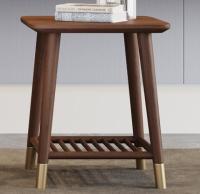 China 500x500mm Solid Wood Square Side Table with 2 Shelves - Modern Walnut Finish Furniture for sale