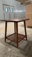 China 500x500mm Solid Wood Square Side Table with 2 Shelves - Modern Walnut Finish Furniture for sale
