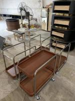 China Nordic Modern Low Side Table Trolley with Wheels 500x500mm Stainless Steel Frame Solid Wood Handle for sale