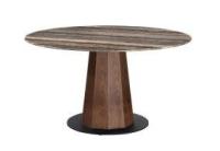 China Modern Dining Table Ø1200-1500mm x 750mm Height with Walnut Finish and E1 MDF Material for sale