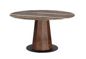 China Modern Dining Table Ø1200-1500mm x 750mm Height with Walnut Finish and E1 MDF Material for sale