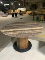 China Modern Dining Table Ø1200-1500mm x 750mm Height with Walnut Finish and E1 MDF Material for sale