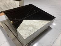 China Modern Square Coffee Table with Glass Top and Marble Finish - E1 MDF Construction from 10,000m² Factory for sale