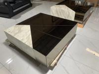 China Modern Square Coffee Table with Glass Top and Marble Finish - E1 MDF Construction from 10,000m² Factory for sale