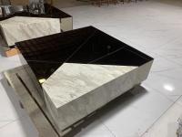 China Modern Square Coffee Table with Glass Top and Marble Finish - E1 MDF Construction from 10,000m² Factory for sale