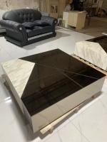 China Modern Square Coffee Table with Glass Top and Marble Finish - E1 MDF Construction from 10,000m² Factory for sale
