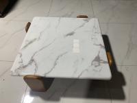 China Square Carrara White Marble Coffee Table with White Wax Solid Wood Legs - 10000m² Factory Modern Furniture for sale