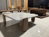 China Square Carrara White Marble Coffee Table with White Wax Solid Wood Legs - 10000m² Factory Modern Furniture for sale