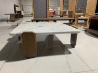 China Square Carrara White Marble Coffee Table with White Wax Solid Wood Legs - 10000m² Factory Modern Furniture for sale