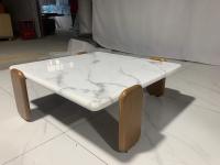 China Square Carrara White Marble Coffee Table with White Wax Solid Wood Legs - 10000m² Factory Modern Furniture for sale