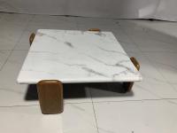 China Square Carrara White Marble Coffee Table with White Wax Solid Wood Legs - 10000m² Factory Modern Furniture for sale