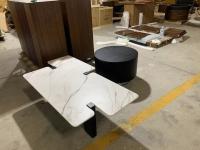 China Modern White Marble Irregular Coffee Table with Solid Wood Base - 25-30 Day Delivery from 10000m² Factory for sale