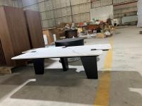 China Modern White Marble Irregular Coffee Table with Solid Wood Base - 25-30 Day Delivery from 10000m² Factory for sale