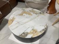 China Modern Round Coffee Table with Ceramic Marble Top - Black/Walnut Finish, E1 MDF Base, 15-20 Day Delivery for sale