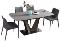 China Modern Dining Table Set DT-6189 with Stainless Steel Base - 1600/1800/2000×800×750mm in Grey or Gold for sale