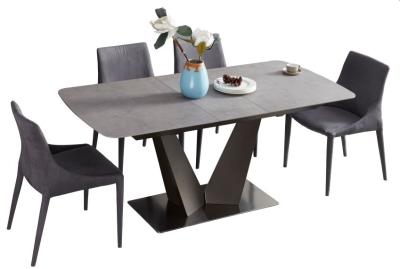 China Modern Dining Table Set DT-6189 with Stainless Steel Base - 1600/1800/2000×800×750mm in Grey or Gold for sale