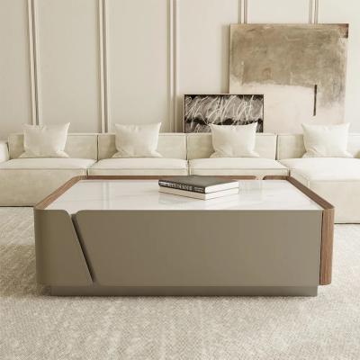 China Modern Square Coffee Table Set 1300×700×450mm with Stainless Steel Frame and Custom Top Options for sale