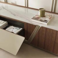 China Modern Sintered Stone TV Stand 1800-2400mm with Stainless Steel Frame - Custom Sizes Available for sale