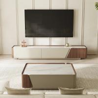China Modern Sintered Stone TV Stand 1800-2400mm with Stainless Steel Frame - Custom Sizes Available for sale