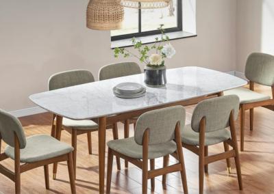 China Modern Dining Table Set with 60x36 Inch Table and 18x22 Inch Chairs - Espresso Brown Finish for 6-10 Seating for sale