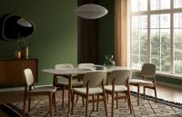 China Modern Dining Table Set with 60x36 Inch Table and 18x22 Inch Chairs - Espresso Brown Finish for 6-10 Seating for sale