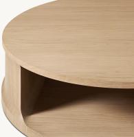 China Customizable Modern Round Coffee Table with Wood Top Stainless Steel Base 80cm for sale