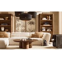 China Modern Rectangle Coffee Table with Wood Top and Sintered Stone Base 1000-1500mm for sale