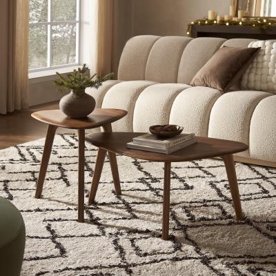 China Modern Walnut Coffee Table Living Room Furniture Stainless Steel Sintered Stone Top 1940x2040x1890mm for sale