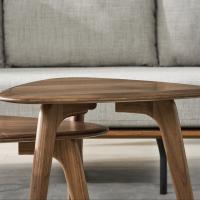 China Modern Walnut Coffee Table Living Room Furniture Stainless Steel Sintered Stone Top 1940x2040x1890mm for sale