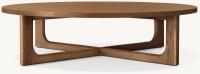 China Modern Solid Wood Round Coffee Table 300mm Height Stainless Steel Base Living Room Furniture for sale