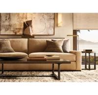 China Modern Luxury Sintered Stone Coffee Table 1200-1700mm Customizable Stainless Steel Base Furniture for sale
