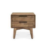 China Nordic Modern Walnut Wood Bedside Table with Double Drawer - 2200x1770x2160mm, Custom Sizes Available for sale