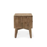 China Nordic Modern Walnut Wood Bedside Table with Double Drawer - 2200x1770x2160mm, Custom Sizes Available for sale