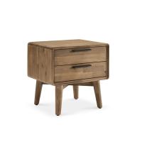 China Nordic Modern Walnut Wood Bedside Table with Double Drawer - 2200x1770x2160mm, Custom Sizes Available for sale