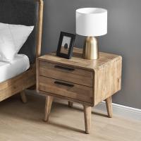 China Nordic Modern Walnut Wood Bedside Table with Double Drawer - 2200x1770x2160mm, Custom Sizes Available for sale