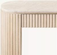China Modern Walnut Console Table with Roller Shutter Door Cabinet - 1200mm to 2000mm Sizes, Stainless Steel Frame for sale
