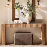 China Modern Walnut Console Table with Roller Shutter Door Cabinet - 1200mm to 2000mm Sizes, Stainless Steel Frame for sale