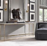 China Modern Bedroom Console Table with Stainless Steel Frame and Glass Top - 1200mm to 2000mm Sizes Available for sale