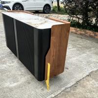 China Modern Console Table with Ceramic Marble Top - Black/Walnut Sideboard Furniture for Living Room 15-20 Day Delivery for sale