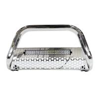 China Dongsui 4x4 Auto Part Pickup Truck Stainless Steel Front Bumper Bull Bar With Strip Lights For Hilux Ranger D-max for sale
