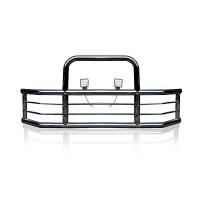 China 304 Stainless Steel Big Truck Semi-Truck Deer Guard With LED Lights For Kenworth International Prostar Freightliner Cascadia Vnl for sale