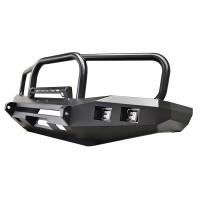 China Off Road 4x4 Black Steel Front Bumper Bull Bar With Strip Lights For Toyota LC100 for sale