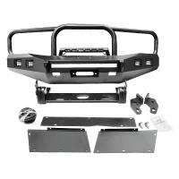 China Off Road 4x4 Black Steel Front Bumper Bull Bar With Strip Lights For Toyota LC100 for sale
