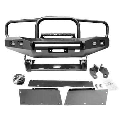 China Off Road 4x4 Black Steel Front Bumper Bull Bar With Strip Lights For Toyota LC100 for sale