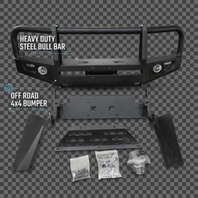 China Off Road 4x4 Auto Parts Black Steel Car Accessories Front Bumper Bull Bar For Toyota Hiace for sale