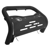 China 4x4 Auto Part Pickup Steel Power Coating Front Bumper Nudge Bar With Square Lights For Toyota Hilux NP300 D-max for sale