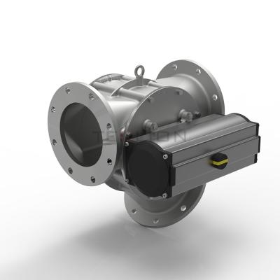China DN65-DN400 Three Way Flap Pneumatic Diverter Valve For Gravity Unloading for sale