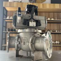 China Stainless Steel Pneumatic Conveying Powder Particle Three-way Ball Valve for sale