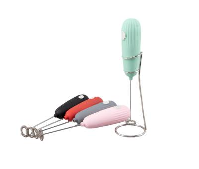 China Coffee Mixer Blender Handheld Milk Frother With Rack  Stainless Steel Whisk Head for sale